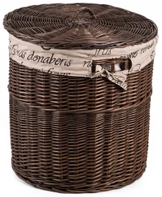 Koš na prádlo proutěný Provence s látkou Lino V. průměr 50 x v.50(cm)