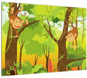 Skleněný obraz - Opičáci (70x50 cm)