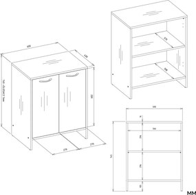 Skříňka pod umyvadlo s deskou Nina 60 cm bílá