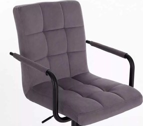 LuxuryForm DESIGN Barová židle VERONA BLACK VELUR na černé kulaté podstavě - tmavě šedá