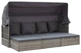 46158 vidaXL Zahradní postel se stříškou odstíny šedé polyratan