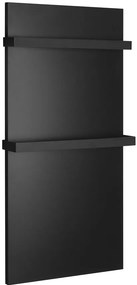 Sapho, ENIS koupelnový sálavý topný panel 600W, 590x1200 mm, držáky ručníků, IP44, černá mat, RH600B-2