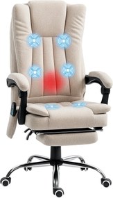 Vinsetto kancelářská židle s masážní funkcí, ergonomická stolička s vyhříváním, sklopná a výškově nastavitelná otočná židle s podnožkou a boční kapsou