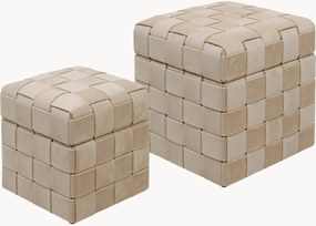 Sada sametových pufů s úložným prostorem Weave, 2 díly