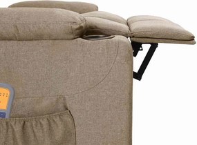 Elektrické masážní křeslo taupe textil 3098835