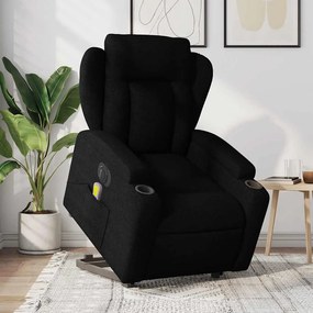 Elektrické zvedací masážní polohovací křeslo černé textil 3204520