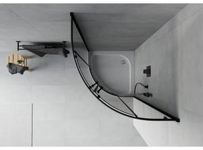 Mexen Rio půlkruhový sprchový kout 80 x 80 cm, Grafitově černá, Černá + sprchová vanička Rio, Bílá - 863-080-080-70-40-4710