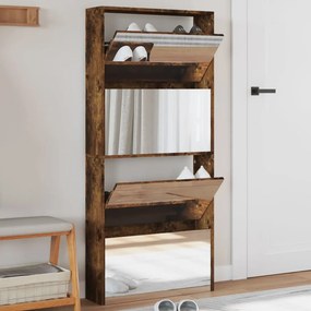 Botník se zrcadlem 4patrový kouřový dub 63 x 17 x 134 cm 3228277