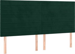 Box spring postel s matrací a LED tmavě zelená 160x200 cm samet 3136194
