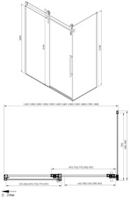Gelco Volcano Black boční stěna 900 mm, GV3490