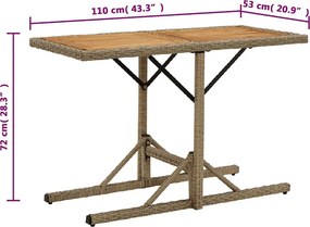 Zahradní stůl béžový masivní akáciové dřevo a polyratan 316801