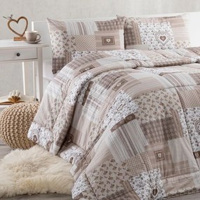 Letní sada peřiny a polštáře PATCHWORK, béžová