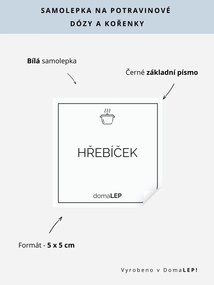 Samolepka na kořenky HŘEBÍČEK bílá 5 × 5 cm základní písmo
