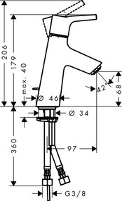 Hansgrohe Talis S, páková umyvadlová baterie 80 s odtokovou soupravou, chromová, 72010000
