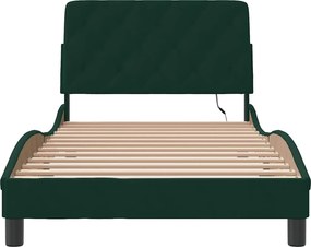 Rám postele s LED bez matrace tmavě zelený 100 x 200 cm samet 3213840
