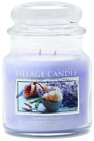 VILLAGE CANDLE Svíčka Village Candle - Lavender Vanilla 390 g, fialová barva, sklo, vosk