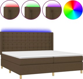 Box spring postel s matrací a LED tmavě hnědá 200x200 cm textil 3139224