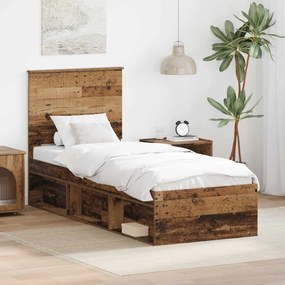 Rám postele s čelo Staré dřevo 75 x 190 cm Masivní borové dřevo 3411080
