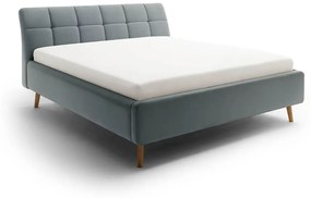 Čalouněná postel s prošívaným čelem lemina s úložným prostorem 160 x 200 cm modrá MUZZA