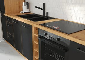 Tempo Kondela Spodní kuchyňská skříňka MONRO 80 D 2F BB, 2-dveřová, černý mat/dub artisan