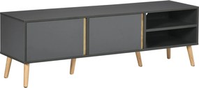 HOMCOM TV Stánek pro televizory do 55 palců, skandinávský design, 2 dveře, 2 police s vedením kabelů, 150 x 35 x 45 cm, tmavě šedá | Aosom