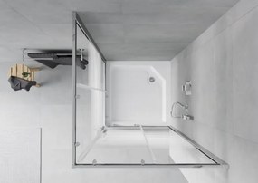 Mexen Rio čtvercová sprchová kabina 90 x 90 cm, bílé pruhy, chrom + sprchová vanička, bílá - 860-090-090-01-20-4510