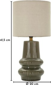 Khaki/krémová keramická stolní lampa s textilním stínidlem (výška 41,5 cm) Harmony – Mauro Ferretti