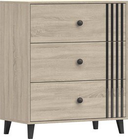 IDZ Komoda FOX 3D 02, 80 cm Dub Sonoma/Černá