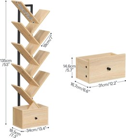 Designová knihovna Marelo 135 cm hnědá/černá