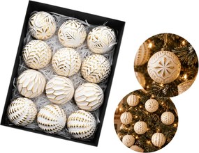 Sada 12 ks vánočních ozdob GOLD FESTIVE 7 cm, bílé/zlaté