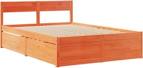 Postel se zásuvkami a matrací voskově hnědá 120x200 cm borovice 3281903