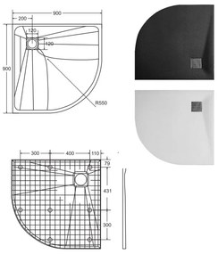 Besco Vexo 90x90 čtvrtkruhová sprchová vanička, white