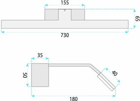 Toolight Rea, Koupelnové nástěnné LED svítidlo SWE003-1W 73cm CHROME, OSW-20102