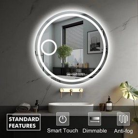 IREDA Koupelnové LED zrcadlo s osvětlením, kulaté, 60 cm