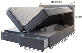 MSL Kontinentální čalouněná postel ARIANA (180 x 200 cm) Barva látky: COSMIC 160