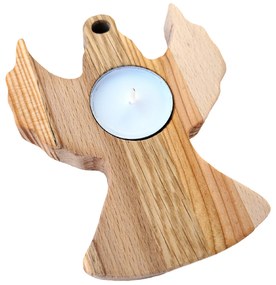 Svícen na 1 čajovou svíčku Dřevo: Kombinace dřev, Tvar: Anděl