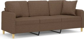 3místná pohovka s polštáři hnědá 180 cm textil 3200920