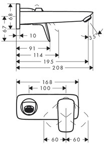 Hansgrohe Logis, umyvadlová baterie pod omítku, chromová, 71220000