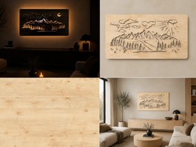 Li-Go "Hory" světelný obraz s baterií a pohybovým čidlem 80x45cm provedení povrchu: bříza