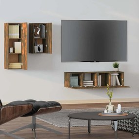 4dílný set TV skříněk kouřový dub kompozitní dřevo 3120314