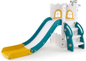 Costway Dětská skluzavka 6 v 1 s košem a teleskopem, zelená