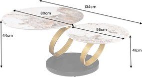 Designový konferenční stolek Danyale 80-134 cm zlatý