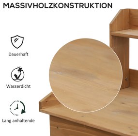 Zahradnický stůl Outsunny s vanou z jedlového dřeva H112cm pro zahradničení a péči o rostliny, stabilní a odolný proti povětrnostním vlivům | Aosom.de
