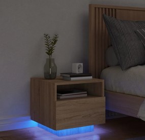 vidaXL Noční stolek s LED osvětlením 40 x 39 x 37 cm [836802] Barva: hnědý dub