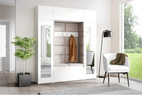 Eka Předsíňová stěna s čalouněnými panely Trinity 32 - Bílá / Tmavá krémová 2302