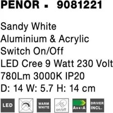 Nástěnné LED svítidlo NOVA LUCE PENOR 9W 3000K 9081221