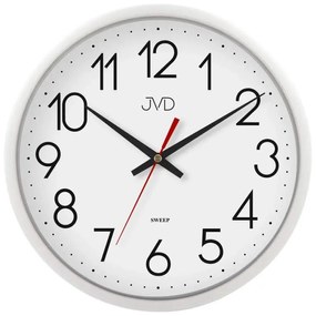JVD Bílé nástěnné netikající kulaté hodiny JVD HP614.1