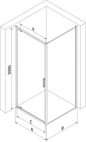 Mexen Exo, sprchový kout s křídlovými dveřmi 85 x 95 cm, 6mm čiré sklo, černý profil, 8181-085-095-70-00