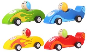 Bigjigs Toys Barevné dřevěné závodní auto 1ks