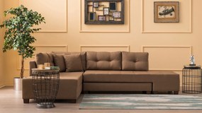 Hanah Home Rozkládací rohová pohovka MANAMA hnědá levý roh 825BLC1184
